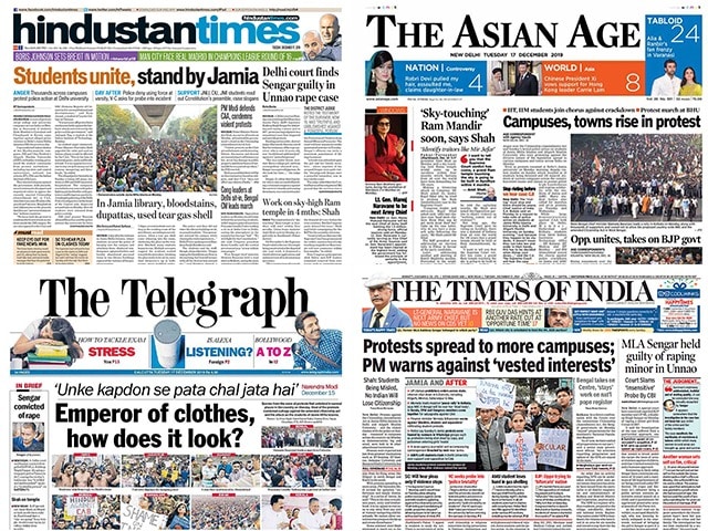 Newspaper Headlines: Protests Over Citizenship (Amendment) Act Spread ...