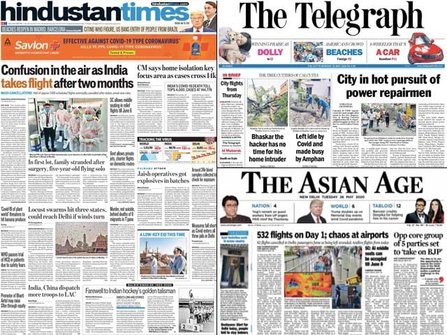 Newspaper Headlines: Domestic Flights Resume With Confusion At Airports ...