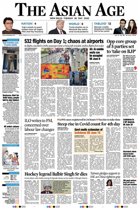 Newspaper Headlines: Domestic Flights Resume With Confusion At Airports ...