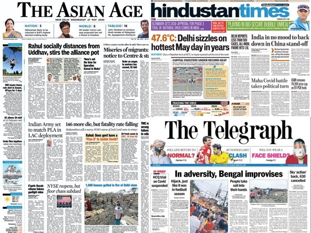 Newspaper Headlines: India-China Face-Off In Ladakh, Delhi Records ...