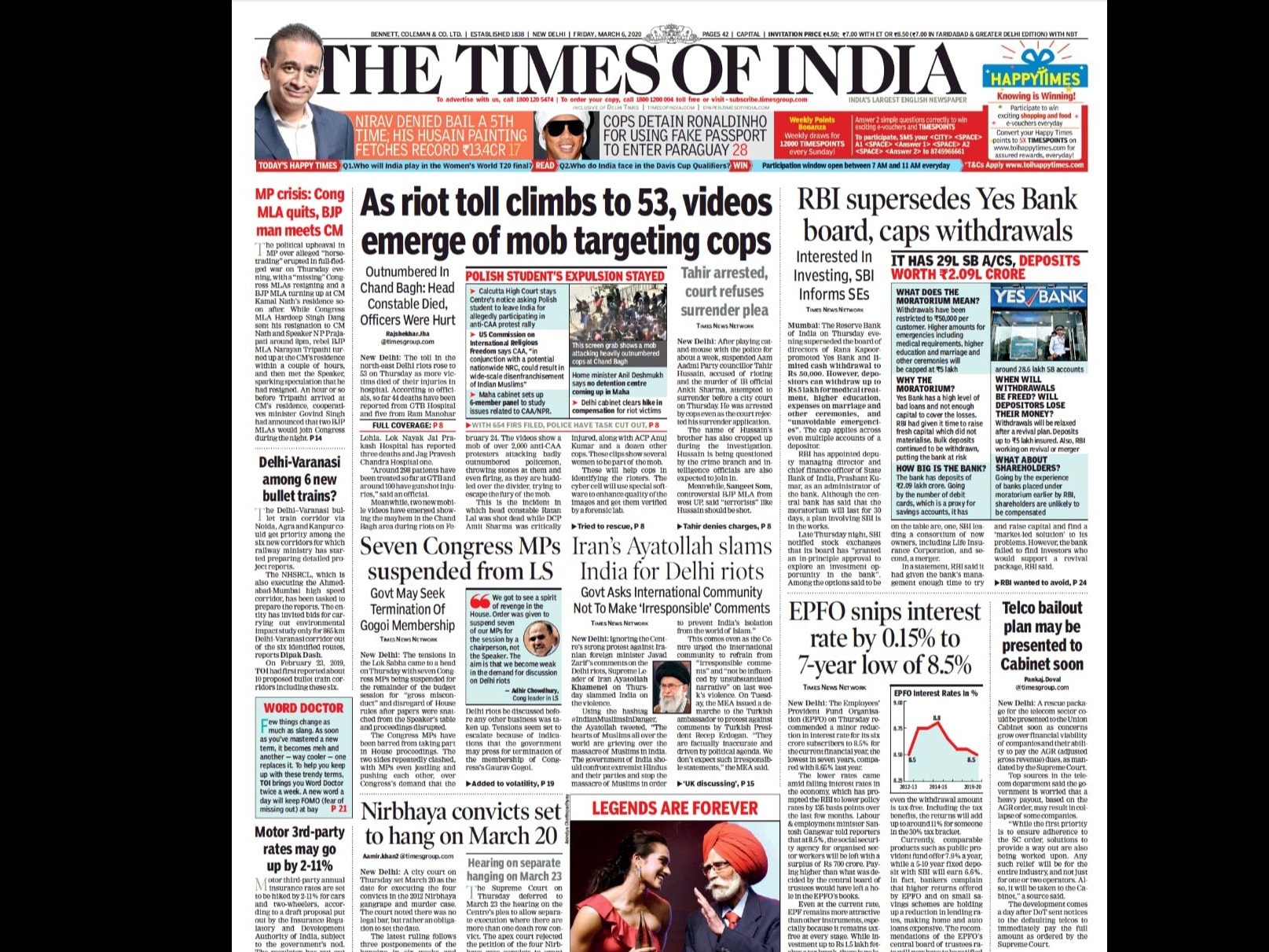 Top Headlines: 7 Congress MPs Suspended From Lok Sabha; Yes Bank ...