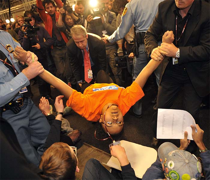 Protestors march in Copenhagen