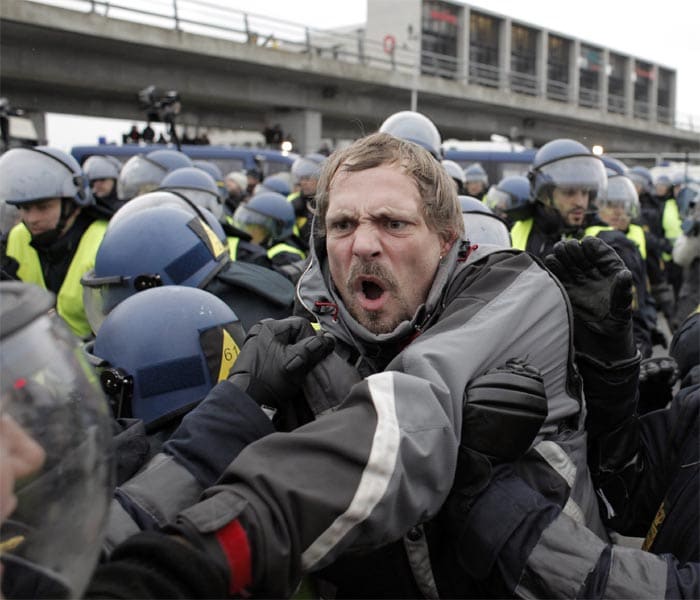 Protestors march in Copenhagen