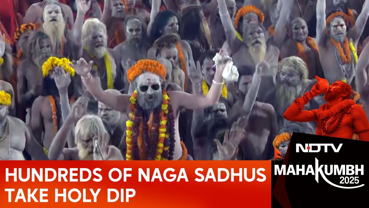 Hundreds Of Naga Sadhus Take Holy Dip At Triveni Sangam