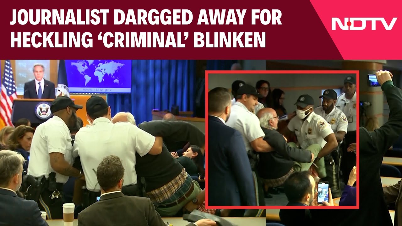 Blinken Speech | Journalist Dragged Away After Heckling Blinken ...