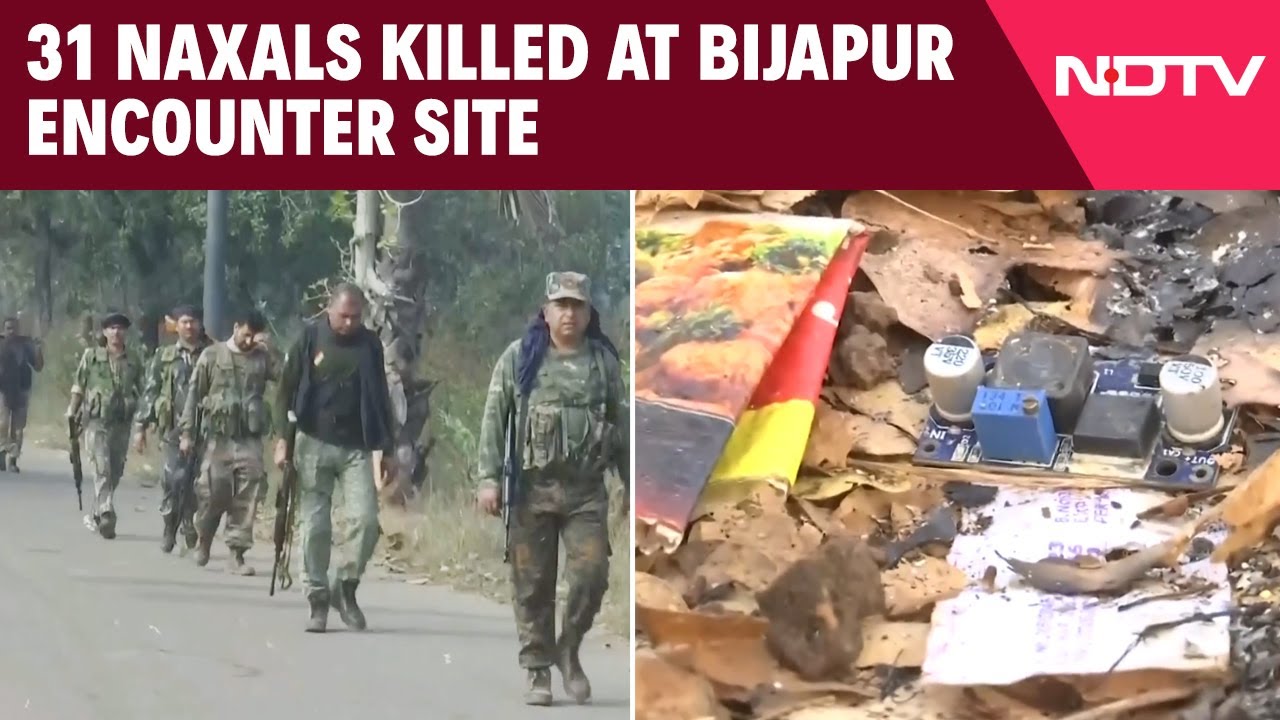 Bijapur Encounter | 31 Naxals Killed, Bullet Marks, Battle Remnants Seen At Bijapur Encounter Site