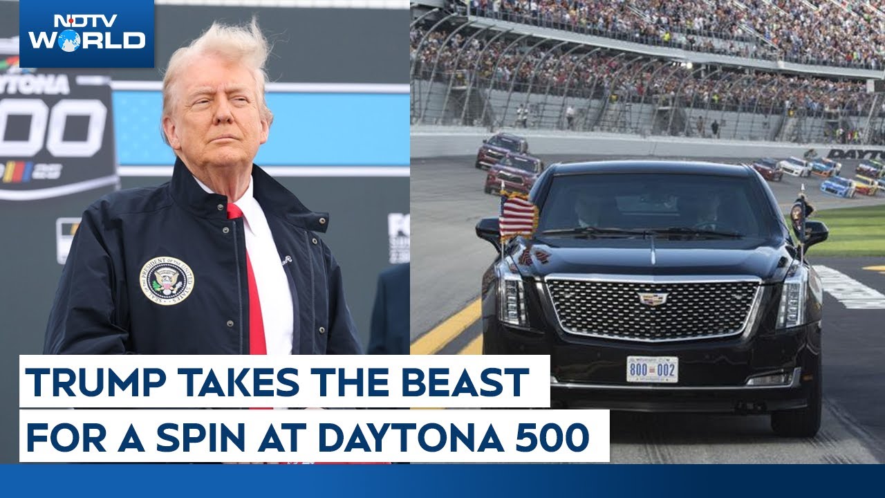 Trump At NASCAR Daytona 500 | Donald Trump's Motorcade 'The Beast ...