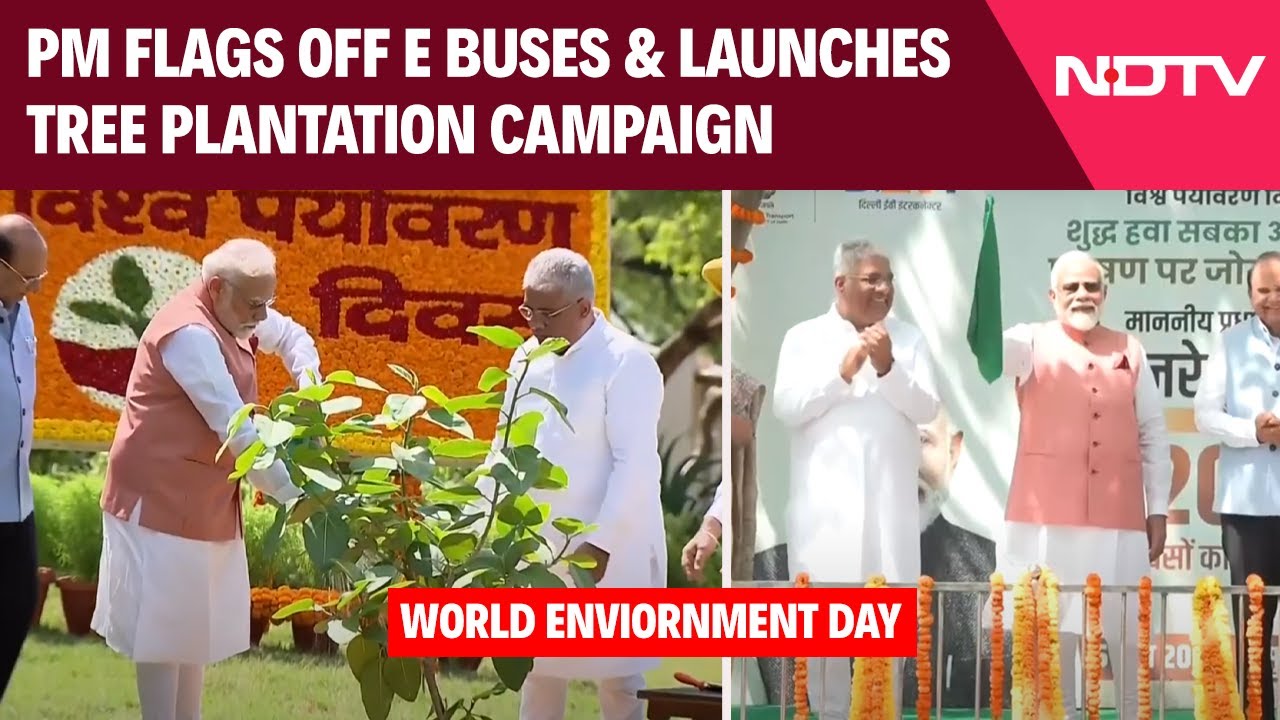 PM Modi Flags Off 200 E Buses, Launches Tree Plantation Campaign | 'Ek ...