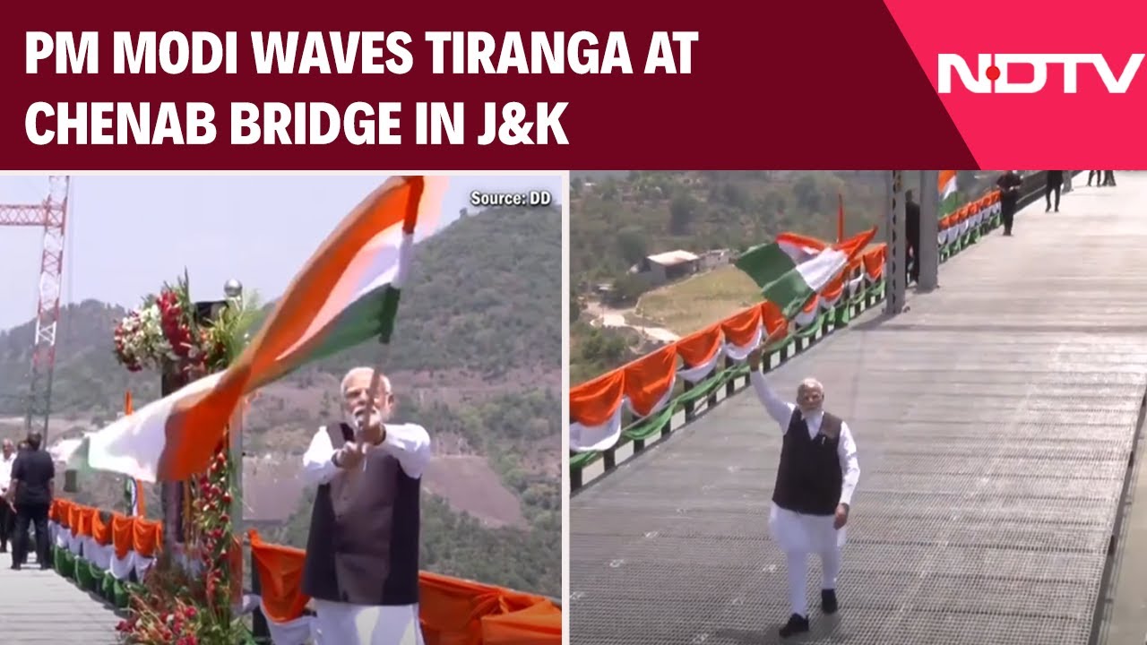 PM Modi Waves Tiranga At Chenab Bridge, World's Highest Railway Bridge ...