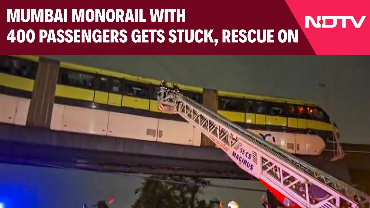 Mumbai Monorail Stuck Amid Heavy Rain Due To Power Supply Issue; Rescue ...