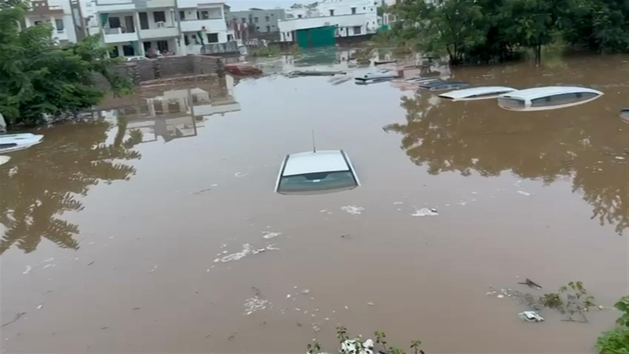 Cars Submerged, Houses Flooded After Heavy Rain In Gujarat's Himmatnagar
