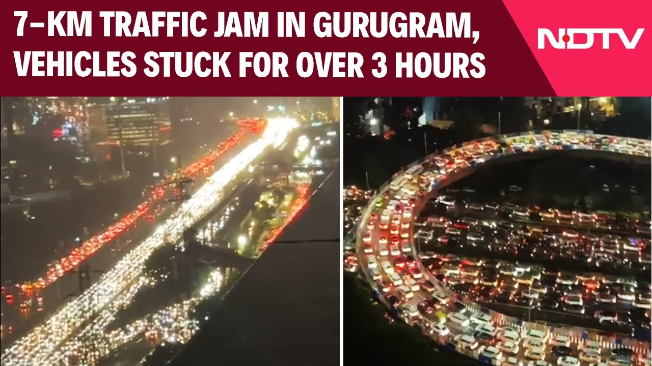 Kilometre-Long Traffic Jam Chokes Gurugram After Heavy Rainfall
