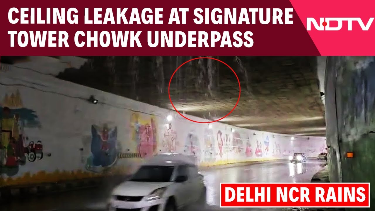 Ceiling Leakage At Signature Tower Chowk Underpass After Heavy Rains In ...