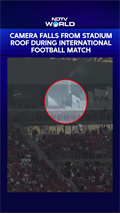 Camera Falls From Stadium Roof During International Football Match