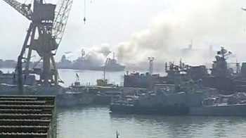 Navy warship ruined in fire